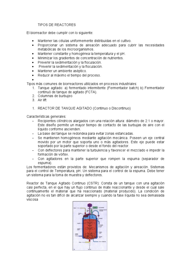 Tipos de Reactores | PDF | Gases | Química