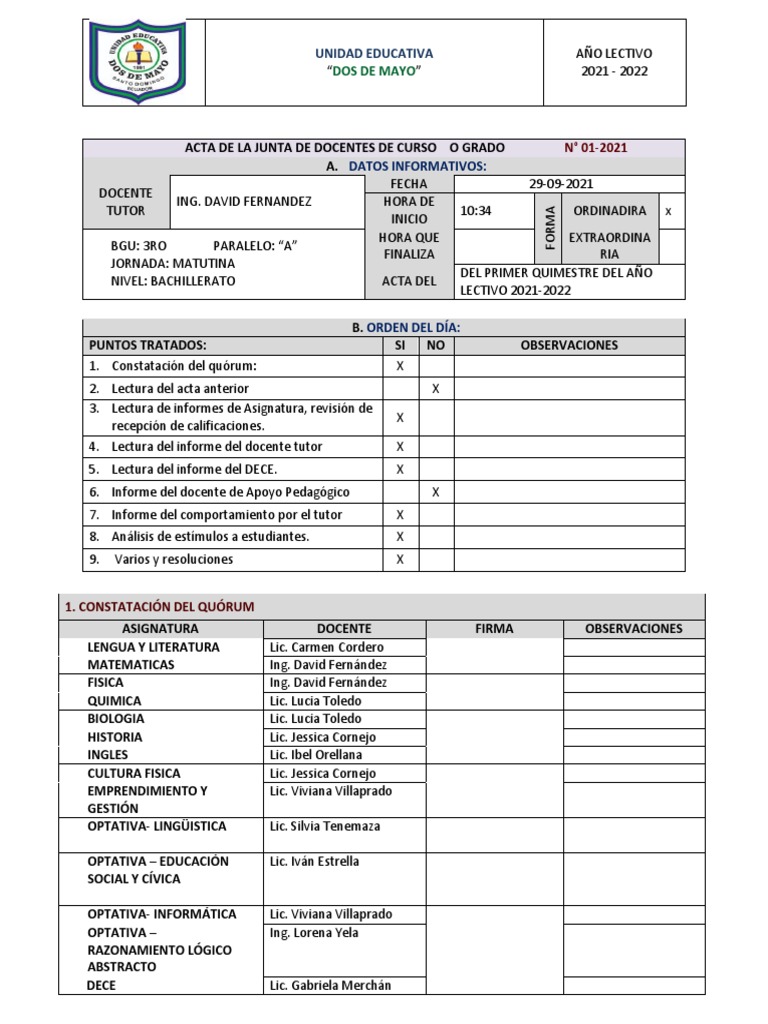 ACTA 3RO BGU A.docx-Signed | PDF | Comportamiento | Conceptos psicologicos