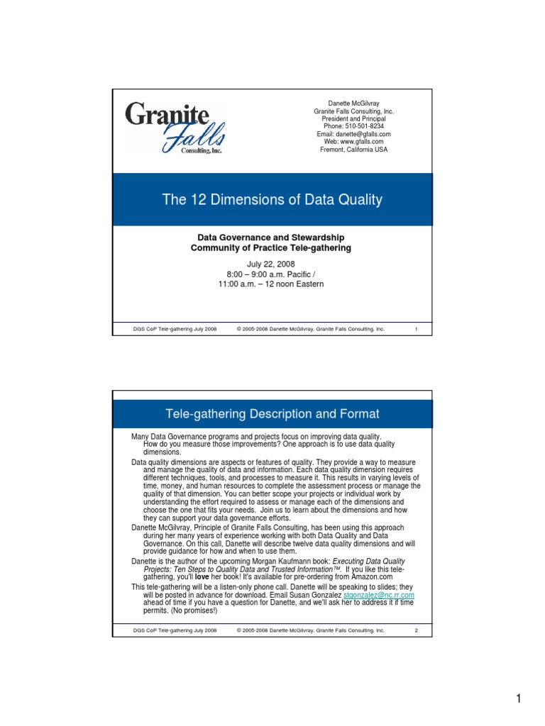 Dimensions of Data Quality | PDF