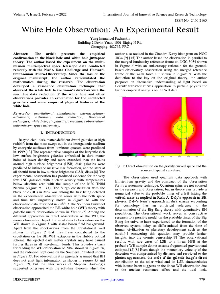 White Hole Observation Study | PDF | Black Hole | General Relativity