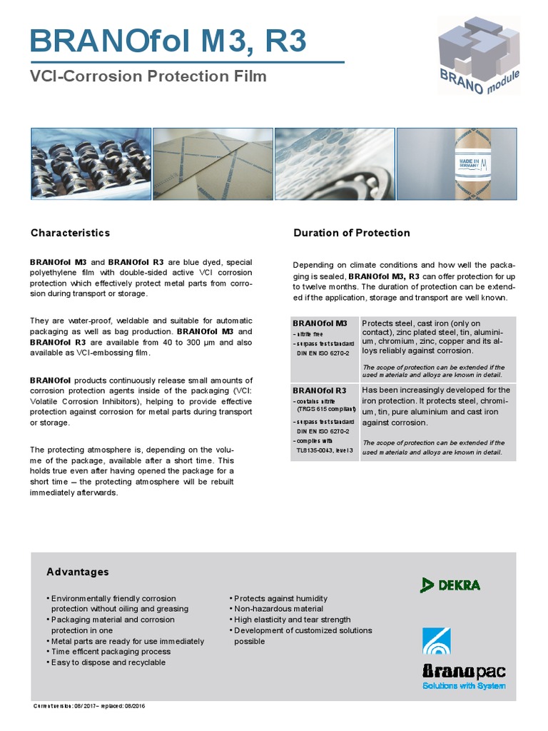 Branofol M3, R3: Vci-Corrosion Protection Film | PDF | Corrosion ...