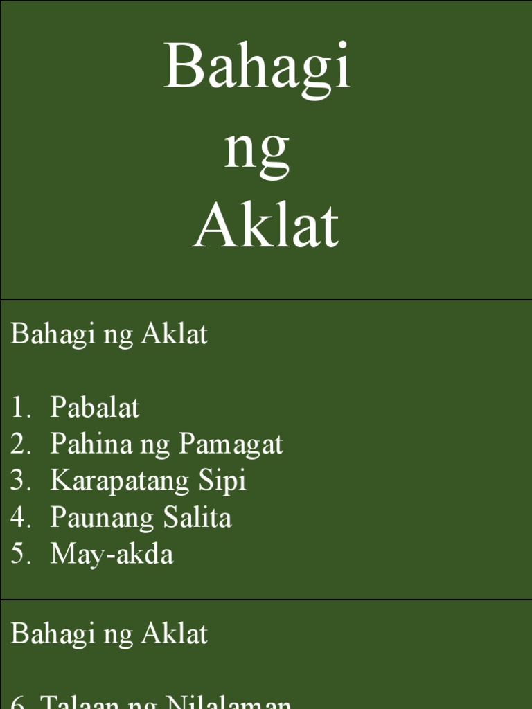 Bahagi NG Aklat | PDF