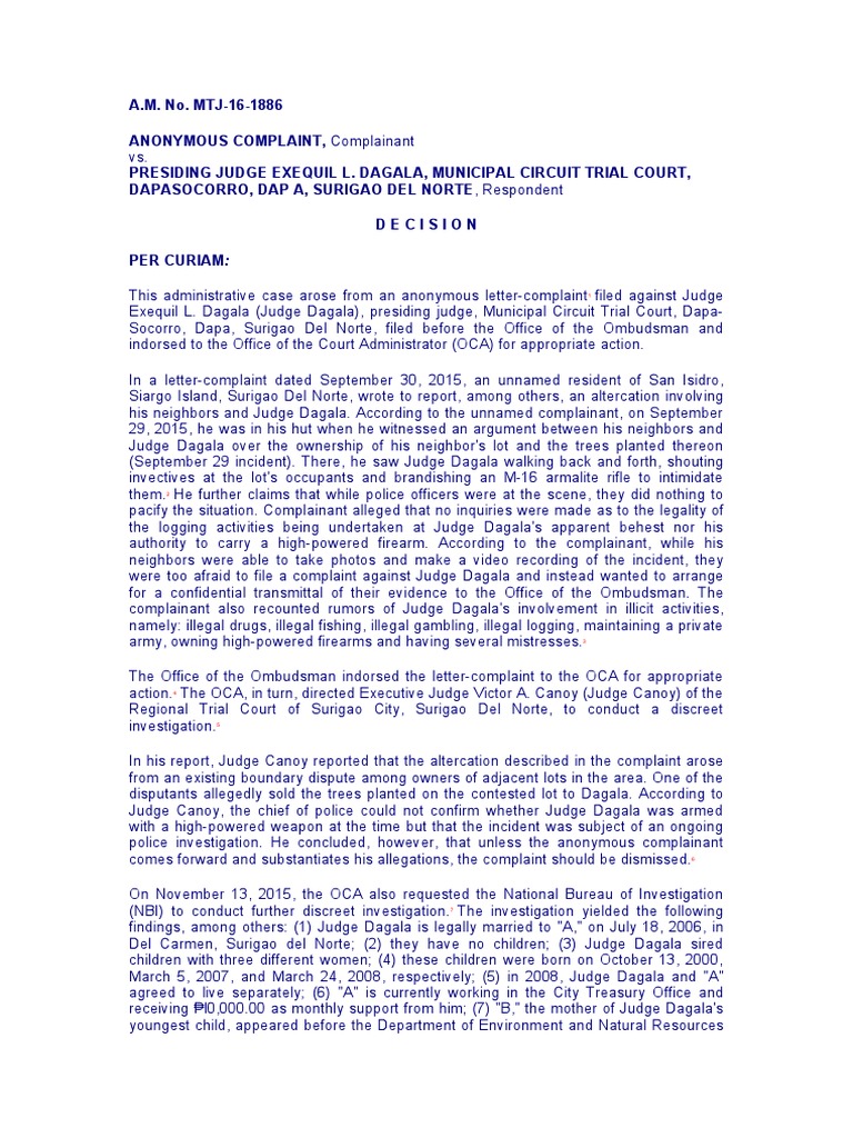 Anonymous V Dagala AM MTJ 16 1886 | PDF | Marriage | Judge