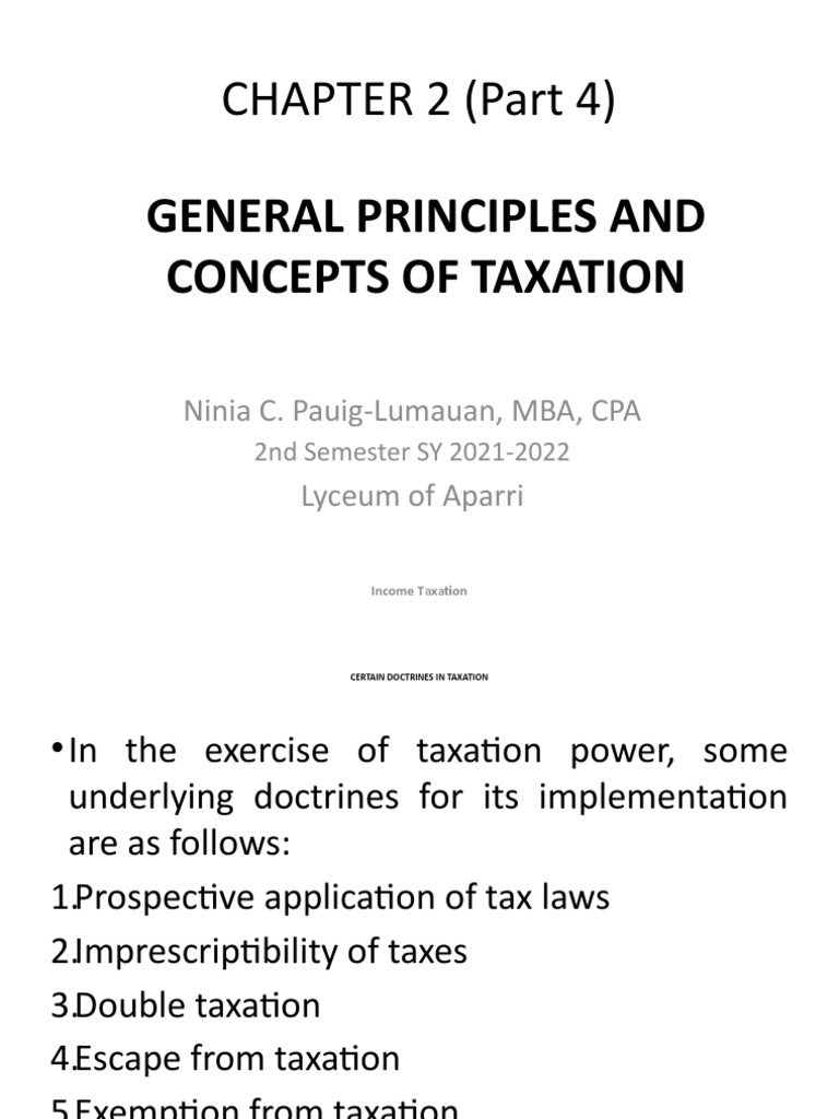 Chapter 2 Part 4 Income Tax | PDF | Taxes | Double Taxation