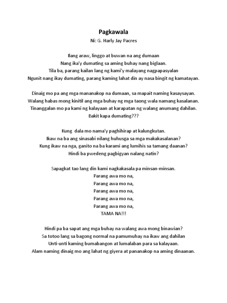 Pagkawala by Harly Jay Pacres | PDF