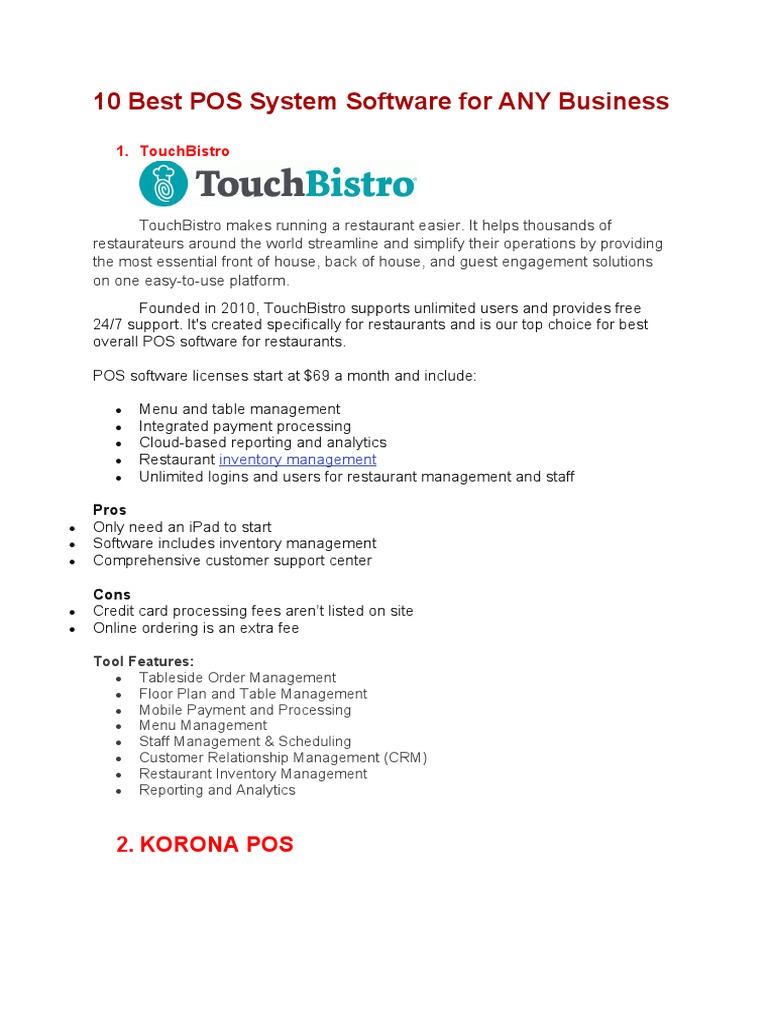 10 Best POS System Software For ANY Business | PDF | Point Of Sale ...