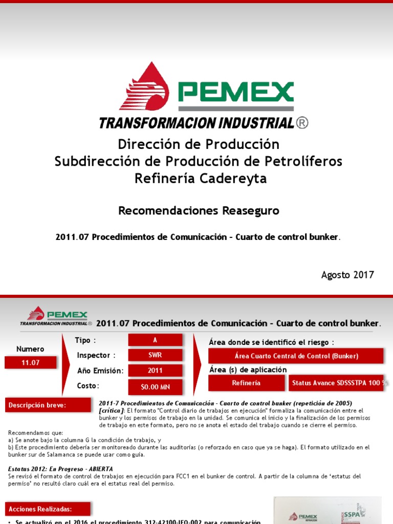 11 07 Procedimientos de Comunicación Cuarto de Control Bunker Ver2 | PDF