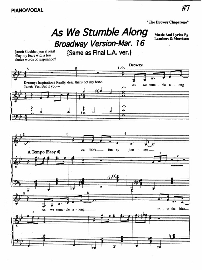 As We Stumble Along - The Drowsy Chaperone | PDF