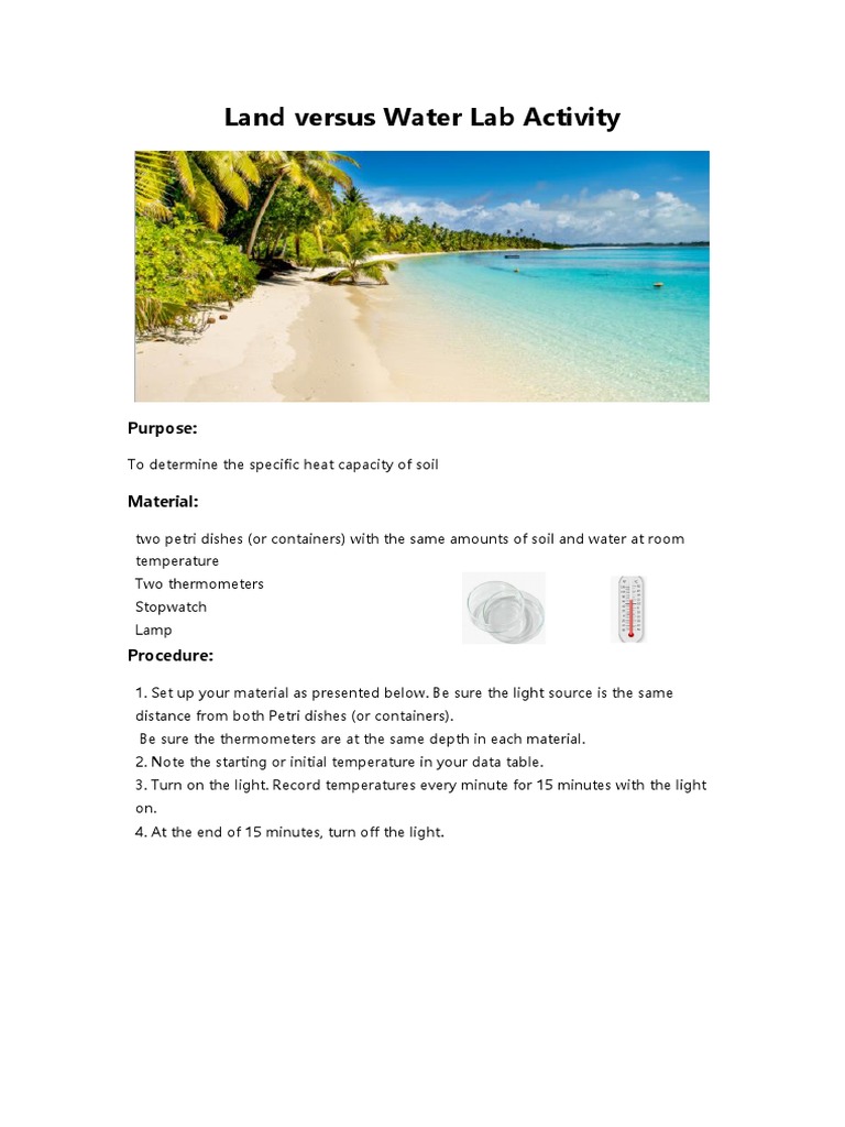 Land vs Water Specific Heat Lab | PDF | Heat | Temperature