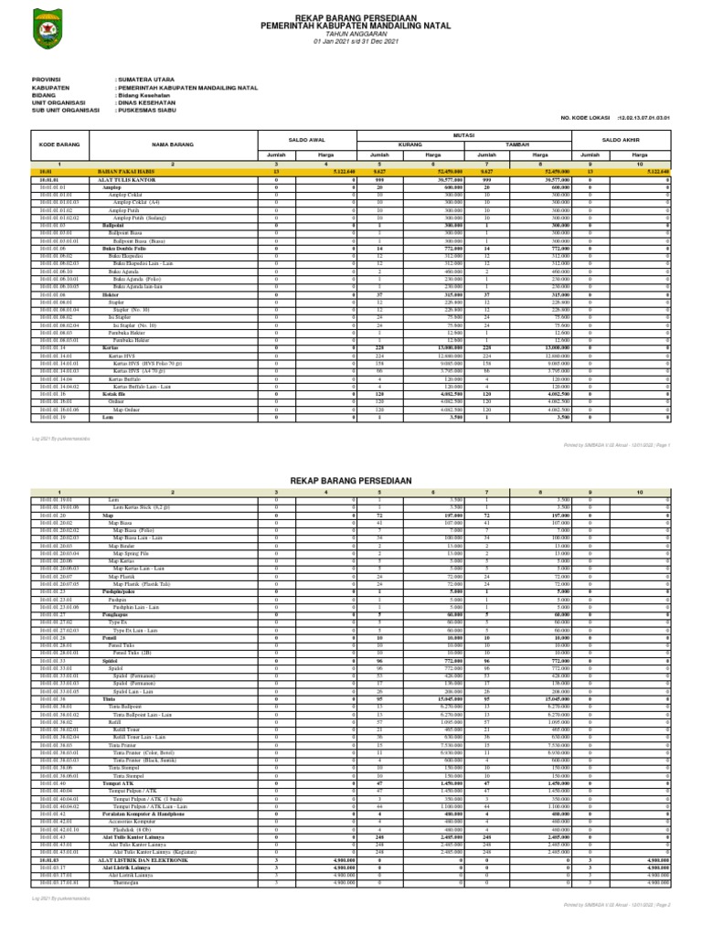 SIMDO Rekap Persediaan | PDF