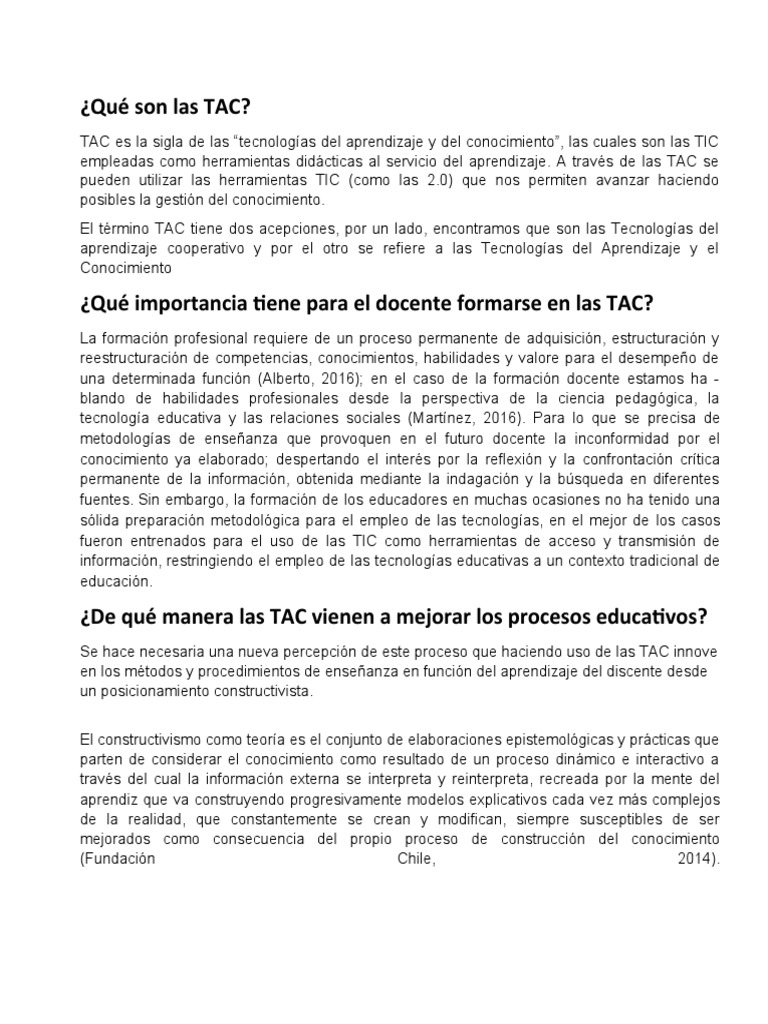 Qué Son Las TAC | PDF | Constructivismo (filosofía de la educación ...