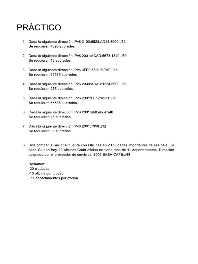 División de Subredes en IPv6 | PDF