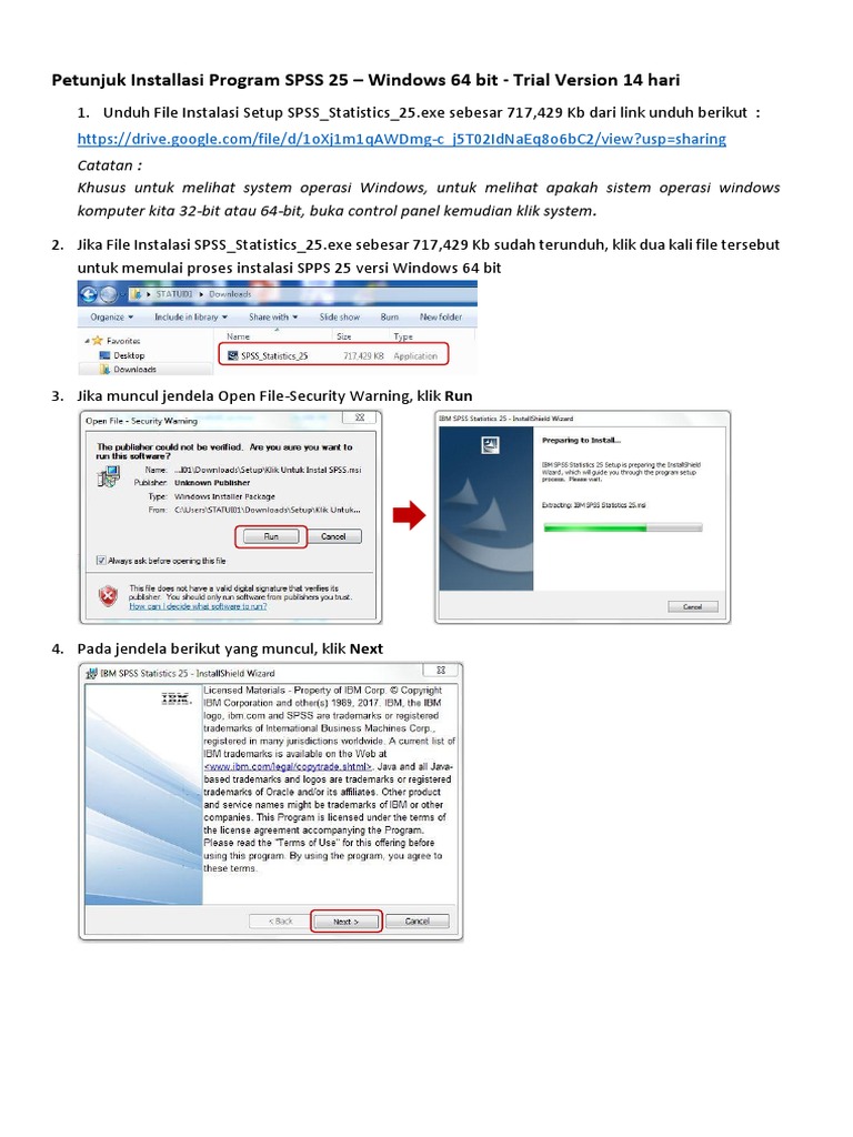 Petunjuk Installasi SPSS 25 - 64bit - Trial Version | PDF