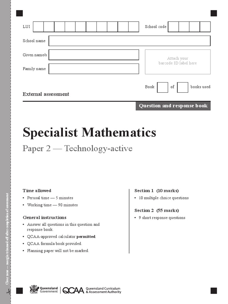Specialist Mathematics: Paper 2 - Technology-Active | Download Free PDF ...