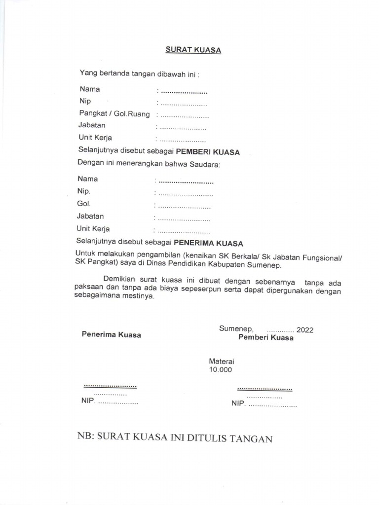 Contoh Surat Kuasa | PDF