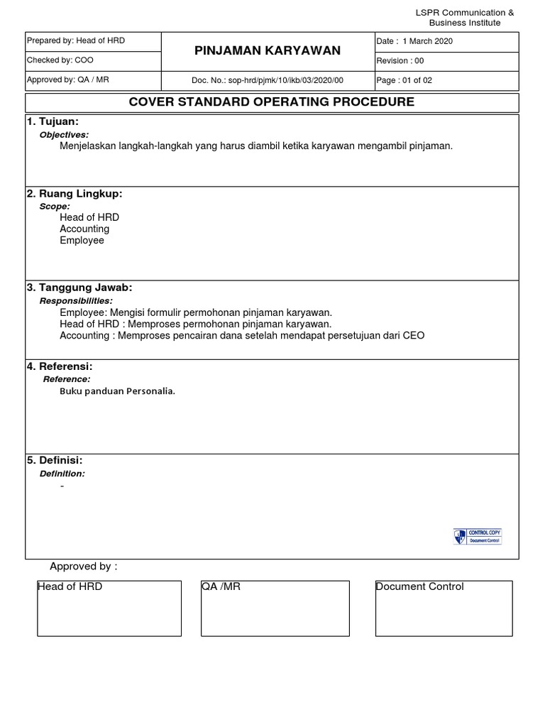 IKB SOP Pinjaman Karyawan | PDF