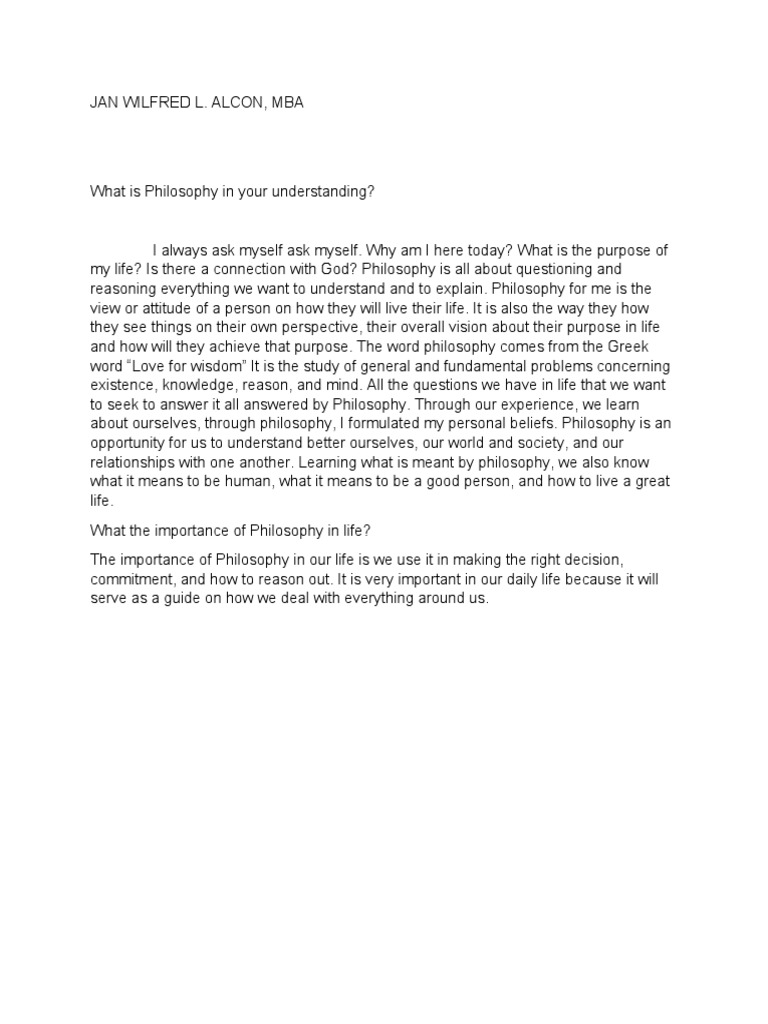 Jan Wilfred Alcon - Philo | PDF | Self-Improvement