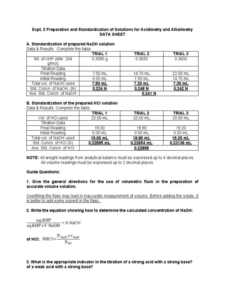 Acidimetry and Alkalimetry Standardization | PDF | Cooking, Food & Wine