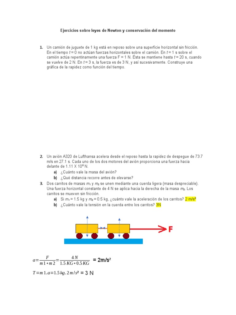Ejercicios Sobre Leyes de Newton y Conservación Del Momento | PDF