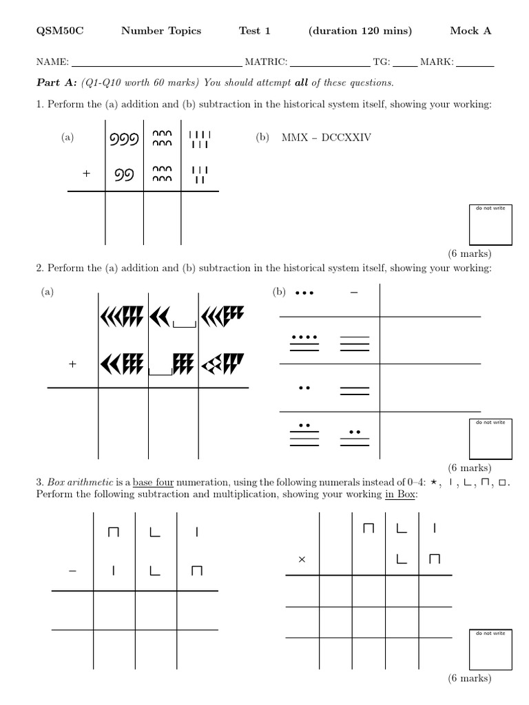 Test 1 Mock A | PDF | Numbers | Notation