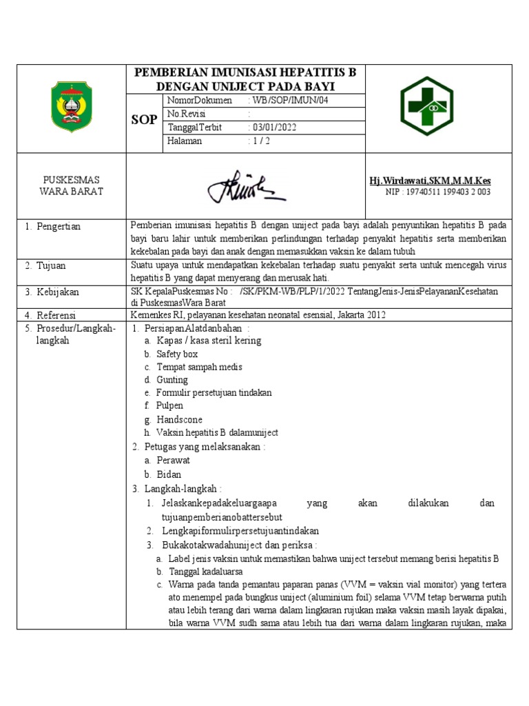 Sop Imunisasi Hbo | PDF
