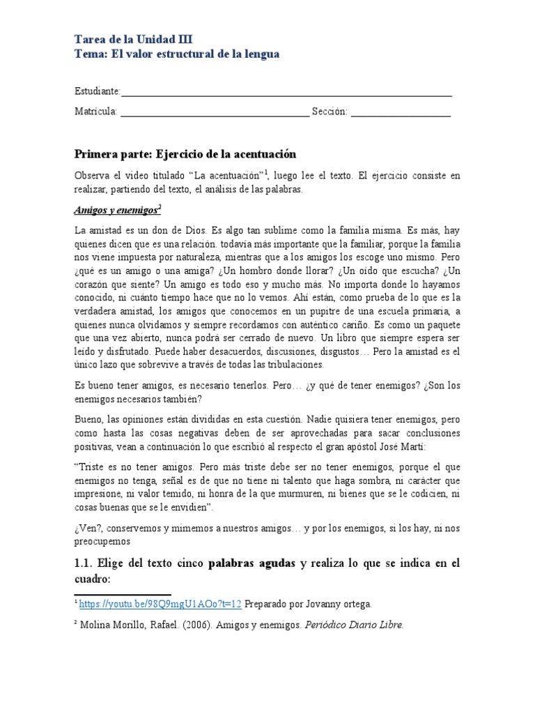Tarea de La Unidad III | PDF | Sílaba