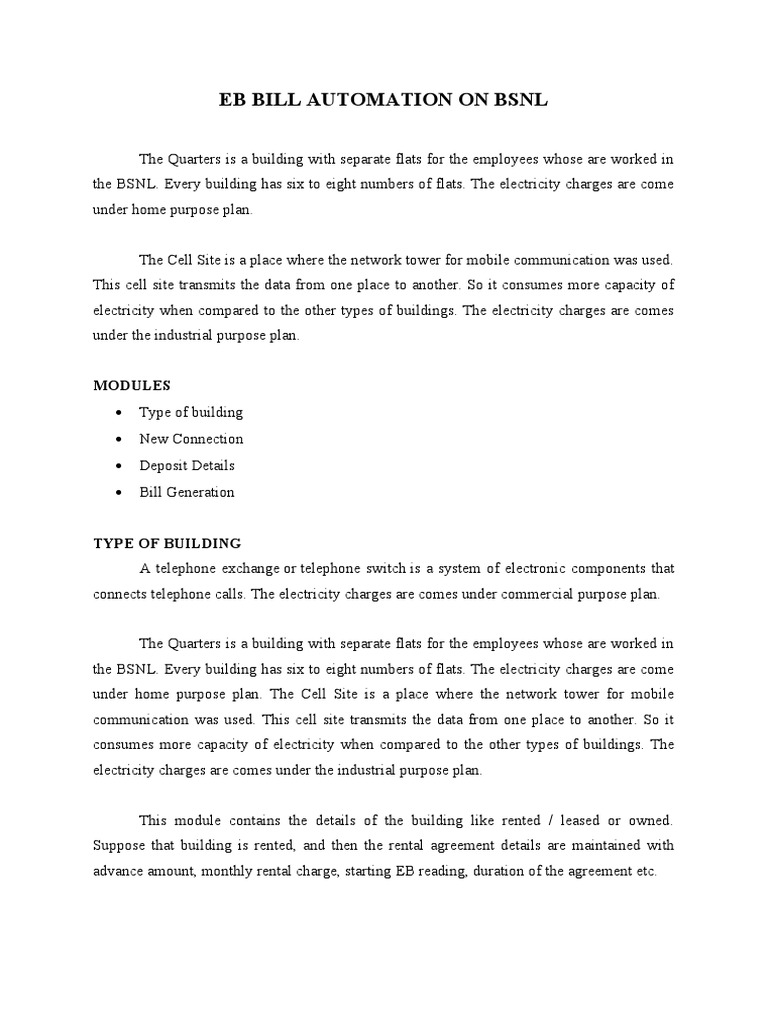 Eb Bill Automation On BSNL: Modules | PDF | Interest | Telephone