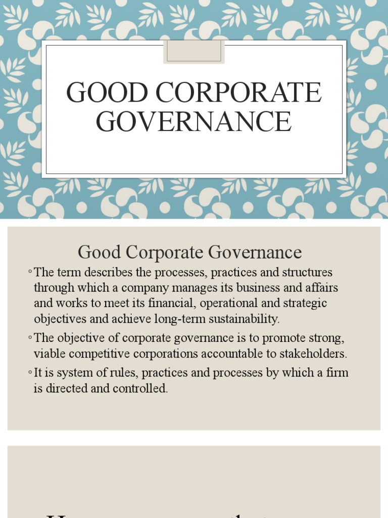 Lesson 3 Good Corporate Governnace | PDF | Employment | Governance