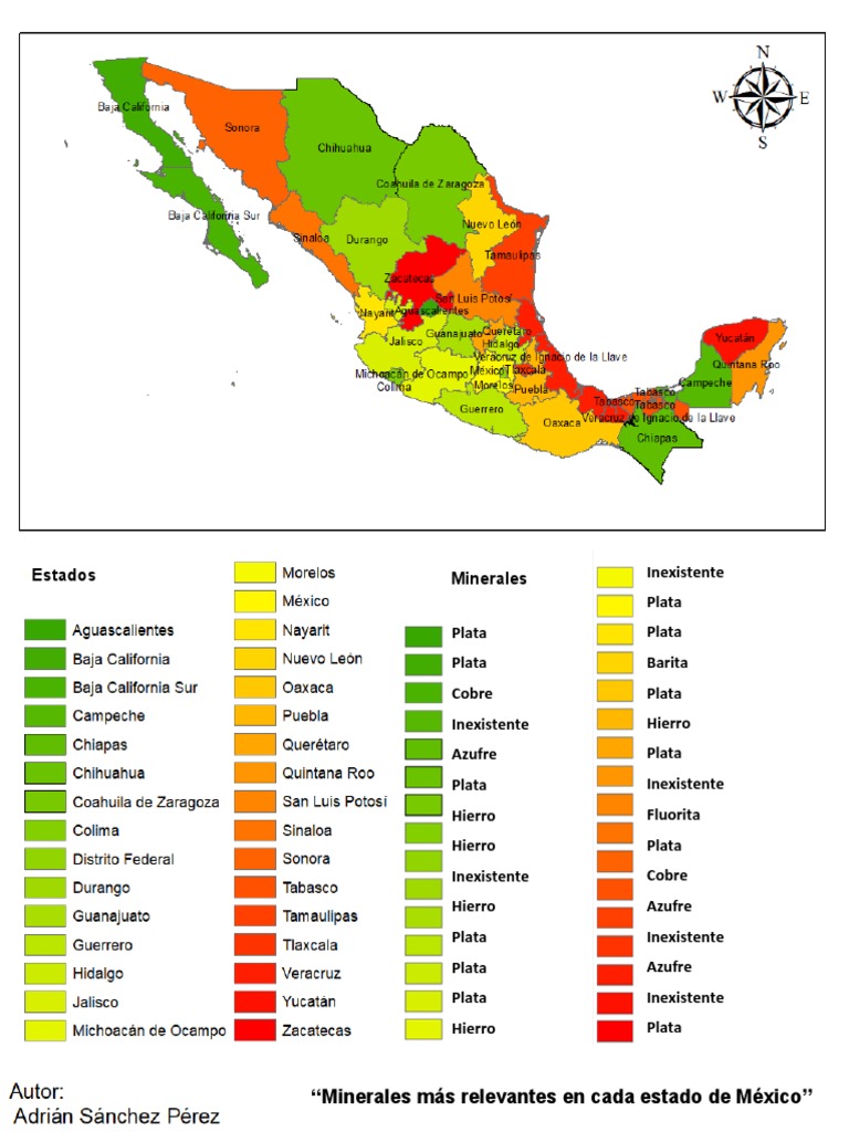 Mapa Minerales Mas Importante de Cada Edo de México | PDF
