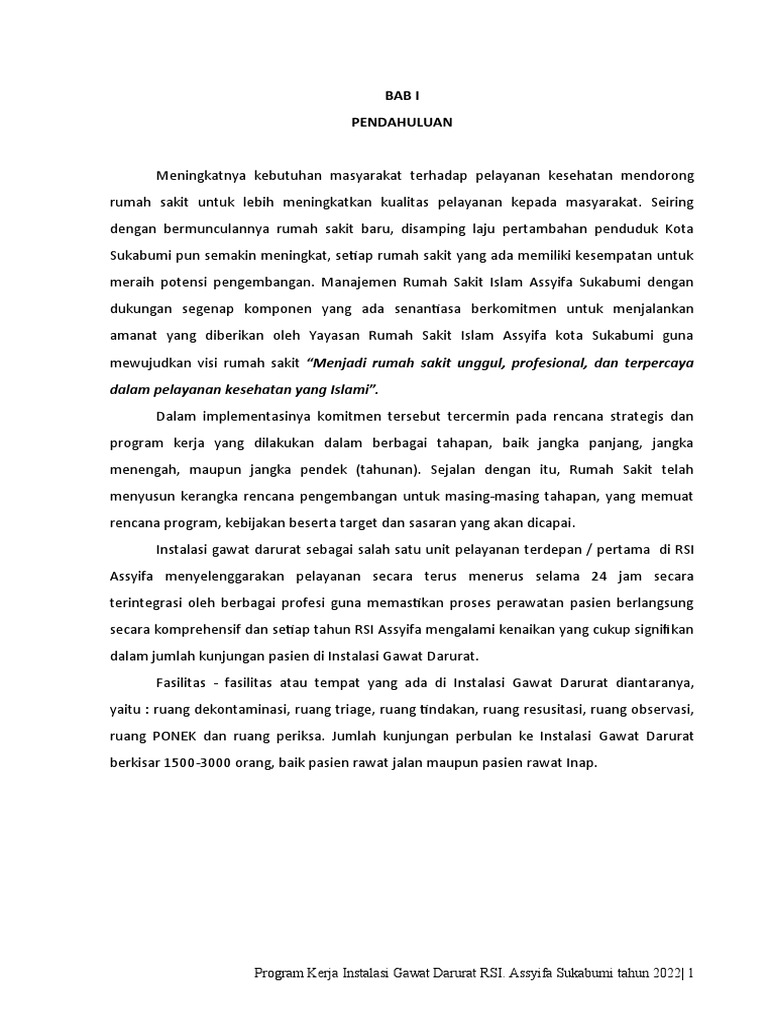 Program Kerja Igd 2022 | PDF