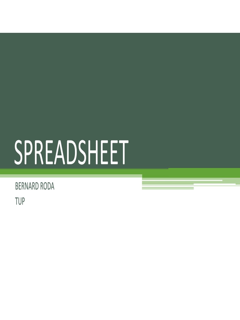 Introduction To Spreadsheet | PDF | Spreadsheet | Software