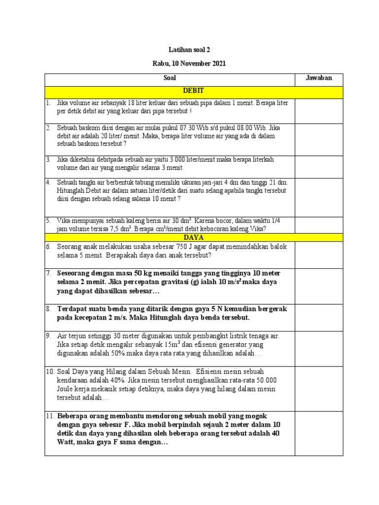 Latihan Soal Debit, Daya, Energi Listrik | PDF