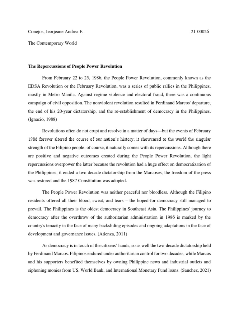 Impact of the People Power Revolution | PDF | Government | Justice