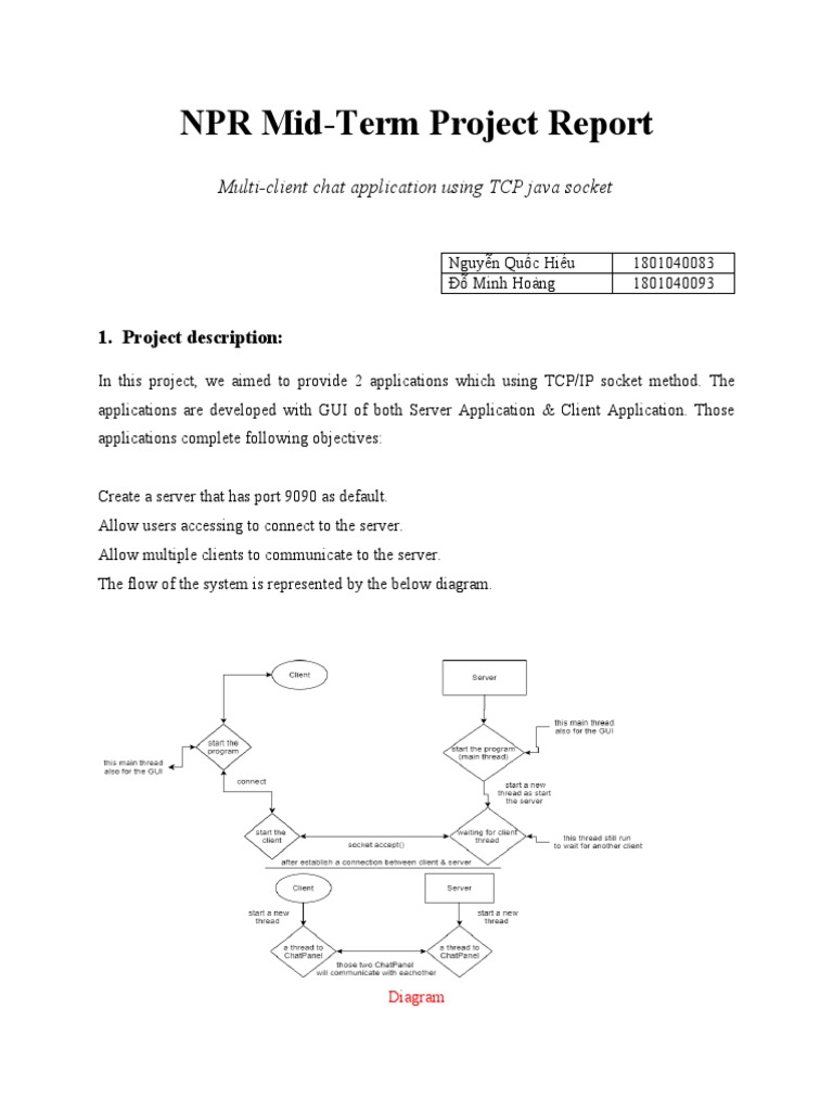 NPR Mid-Term Project Report: Multi-Client Chat Application Using TCP Java Socket | PDF | Port ...