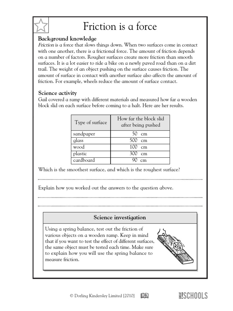 Friction Worksheet | PDF | Friction | Force