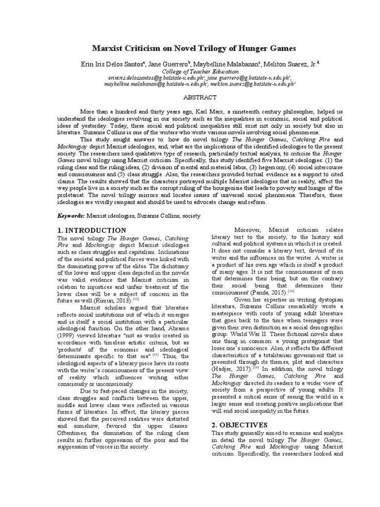 Marxist Criticism (Hunger Games) 10-Page Full Paper | PDF | The Hunger ...