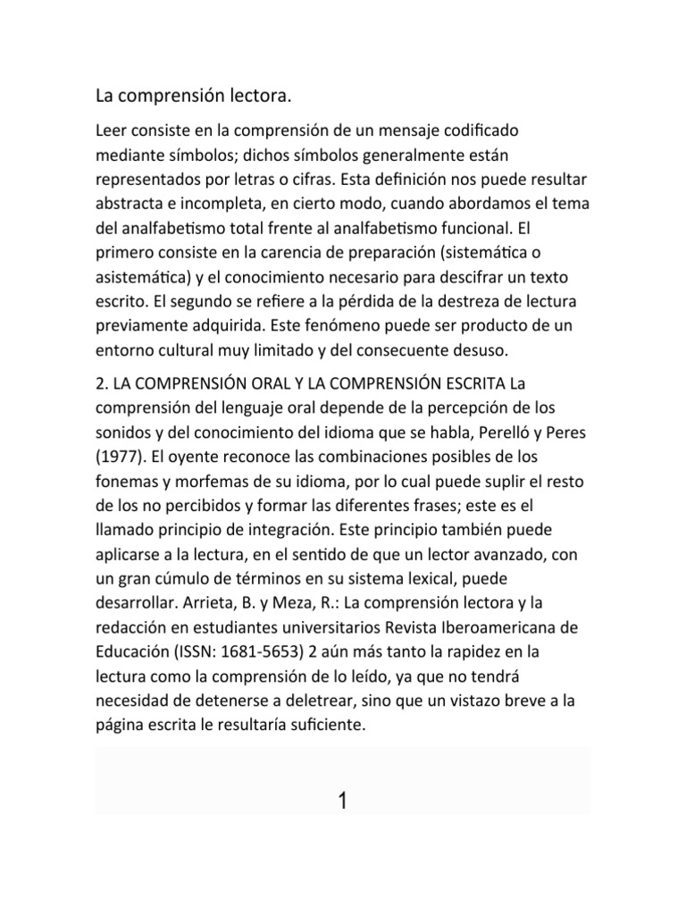 La Comprensión Lectora | PDF | Comprensión lectora | Información