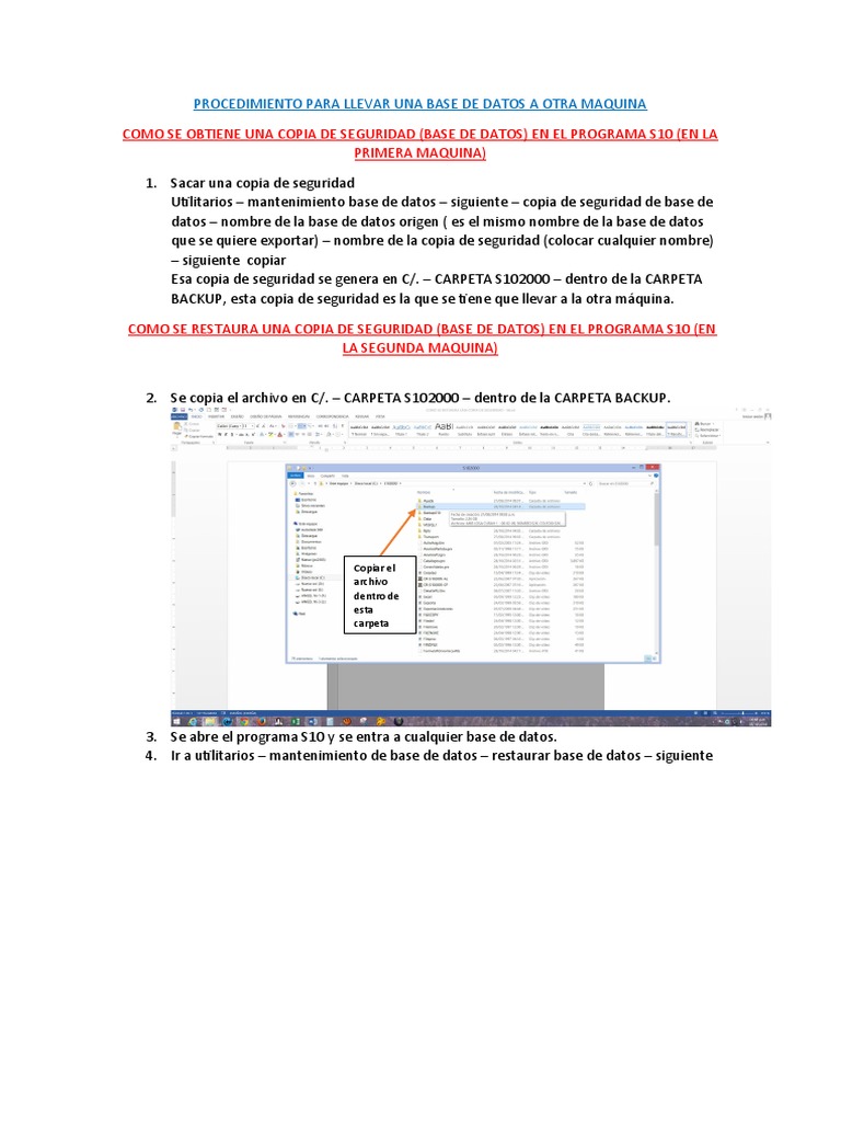 Pasos para Llevar Base de Datos A Otra Maquina | PDF | Apoyo | Archivo ...