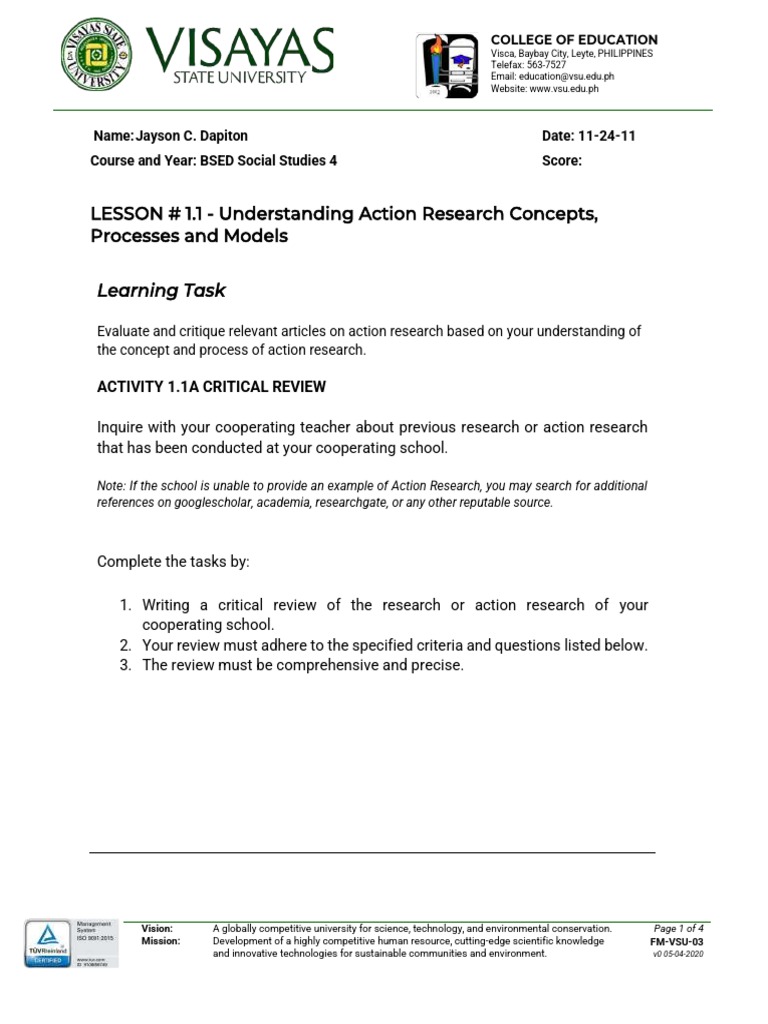 Activity 1.1a Critical Review | PDF | Science | Sustainability