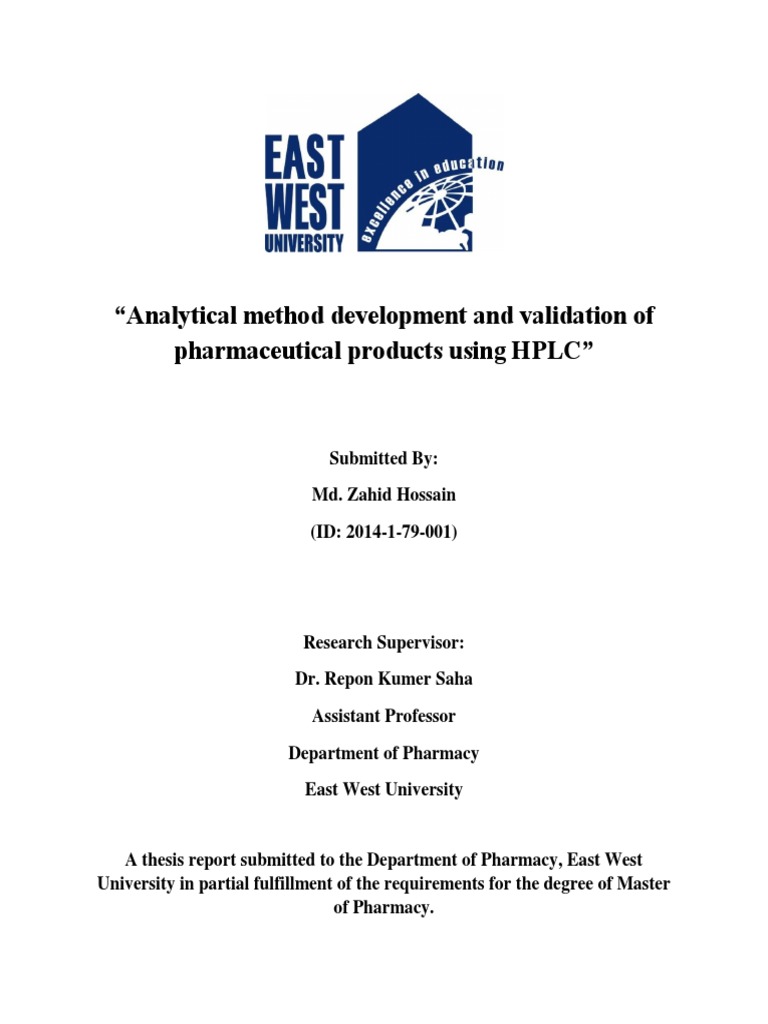 Analytical Method Development and Validation of Pharmaceutical Products ...