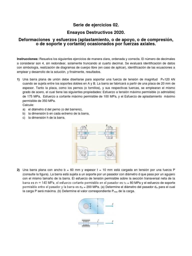 Serie de Ejercicios 02 - 02 | PDF | Tornillo | Esfuerzo cortante