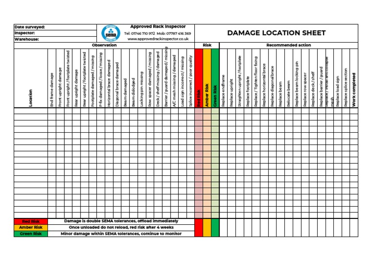WWW - Approvedrackinspector.co - Uk Damage Sheet | PDF