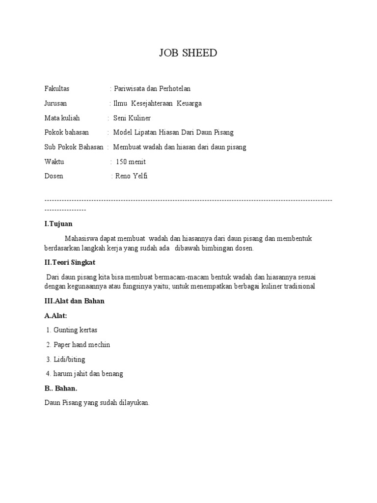 Kreasi Dari Daun Pisang Reno 2022 | PDF