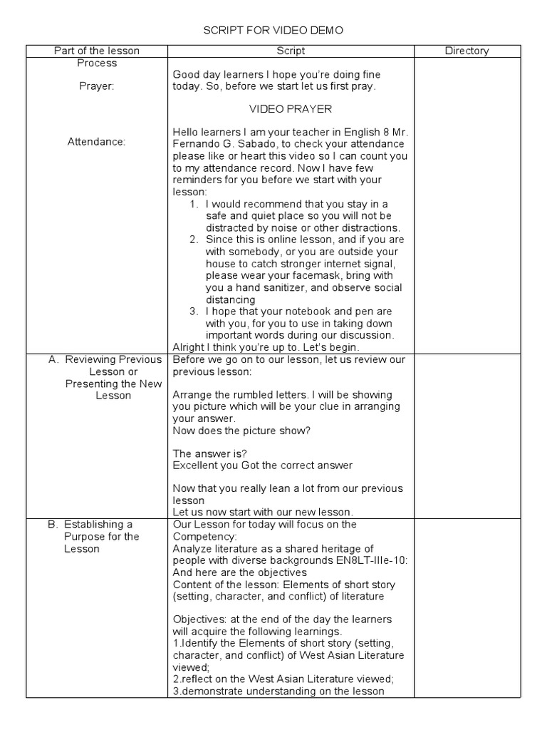 Script For Video Demo | PDF