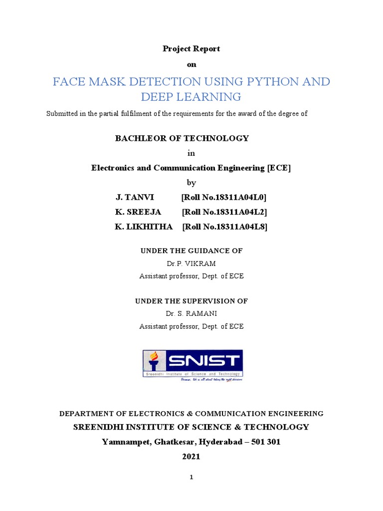 Project Report on Face Mask Detection using Python and Deep Learning ...