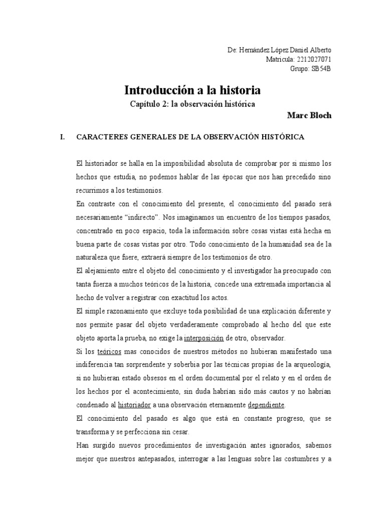 L2 M.Bloch - Introduccion A La Historia Cap 2 | PDF | Conocimiento | Science