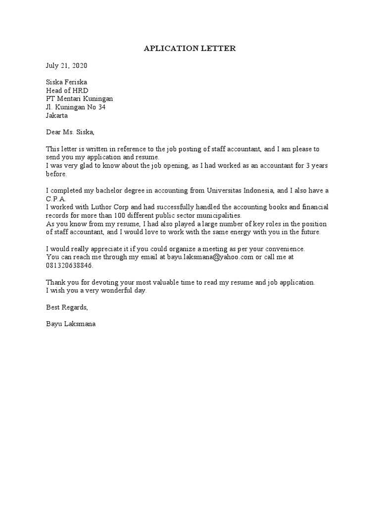 Aplication Letter | PDF | Application Software