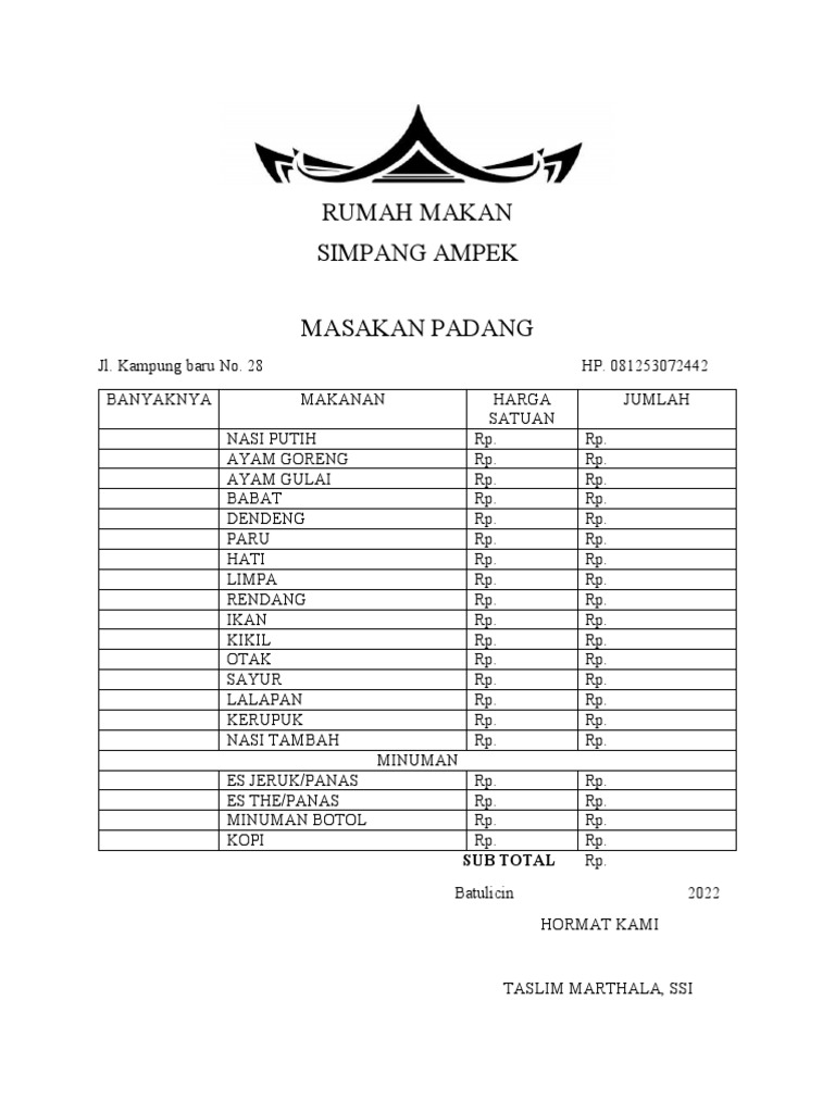 Rumah Makan | PDF
