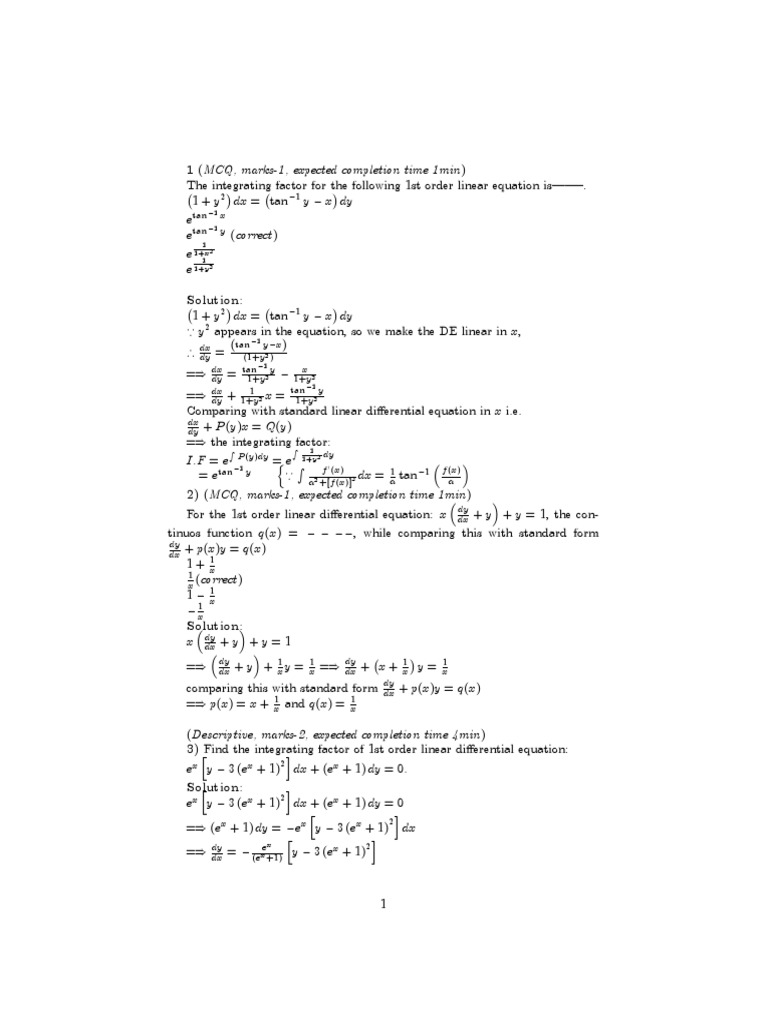 MTH 401 - Practice Questions | PDF | Equations | Differential Calculus