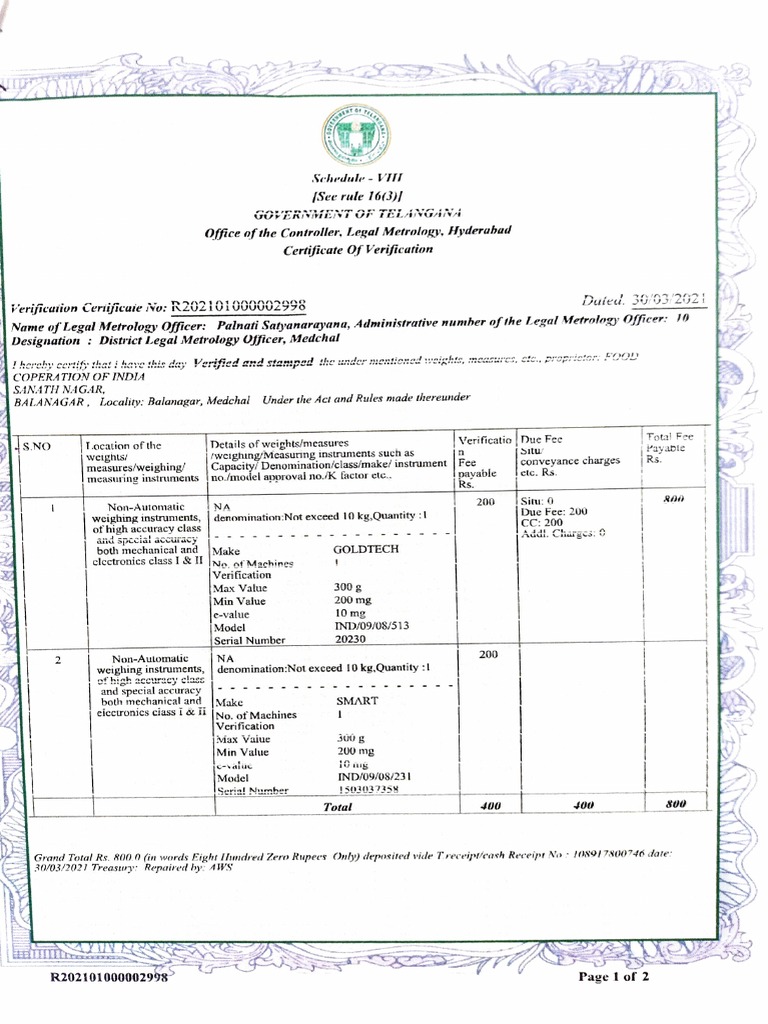 Stamping Certificate | PDF | Metrology | Science